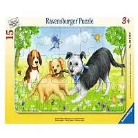 Ravensburger puzzle 15 delova -Štenci se igraju 06130