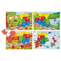 WoodyLand Drveni puzzle Lokomotiva Maša i godišnja doba - 4 slike 93101