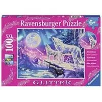 Glitter Puzzle 100 delova - Vukovi na mesečini Ravensburger 13600