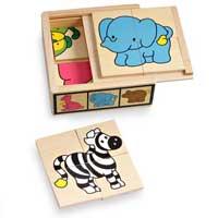 Pino Toys Set drvenih slagalica 6x4 Divlje životinje