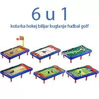 6u1 set stonih igara - bilijar, fudbal, košarka, kuglanje, golf i hokej