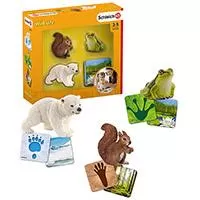 Schleich Figure Divlje životinje - Polarni medvedić veverica i zelena žaba + karte 42474