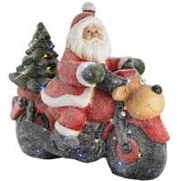 Svetleći ukras Deda Mraz na motorciklu