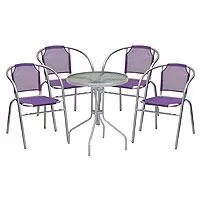 Kafe Garnitura Za Dvorište Net Purple Glass - 4 Stolice + Sto