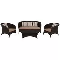 Lounge Set Las Vegas Dark Brown - 2 Fotelje + Dvosed + Sto + Jastuci