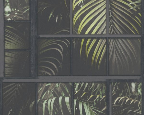 Livingwalls Wallpaper «Floral, Black, Green, Grey» 377403