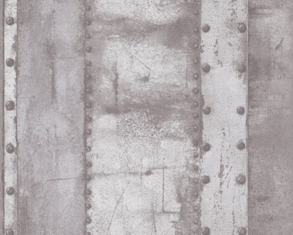 Livingwalls Wallpaper «Stripes, Grey, Metallic, White» 377432