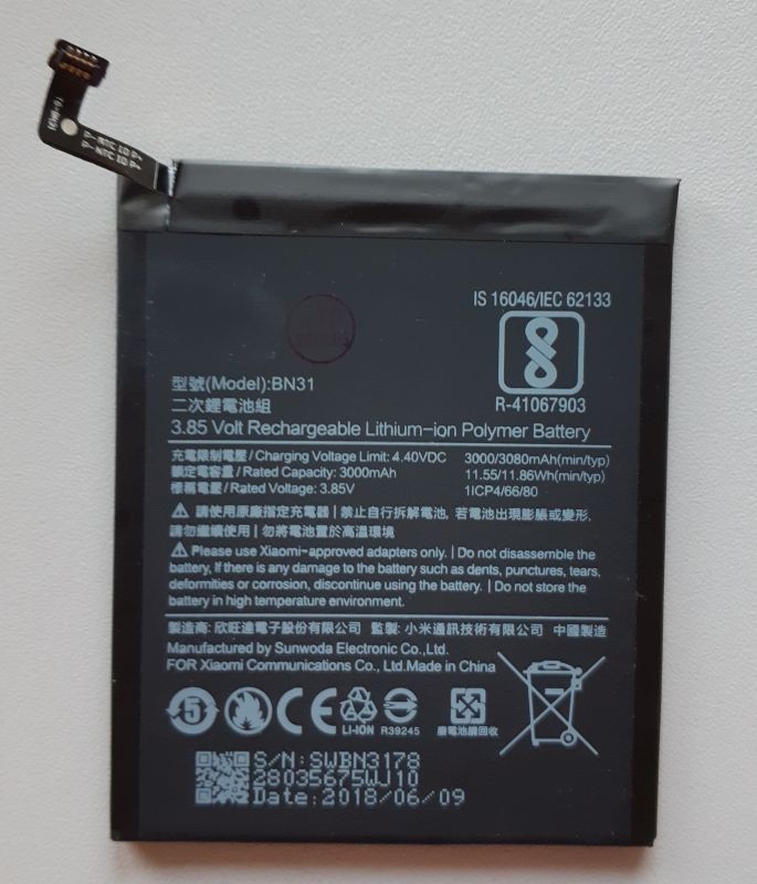 Baterija BN31 za Xiaomi Mi 5X, Mi A1, Redmi Note 5A, Redmi 5A pro, Redmi S2