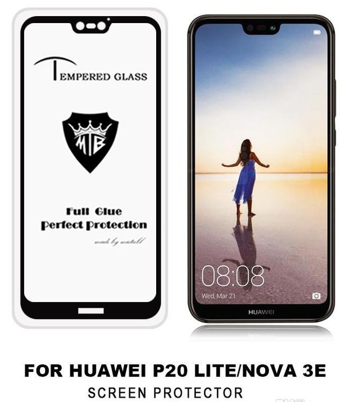 Zaštitno, kaljeno staklo 5D Full Glue za Huawei P20 Lite, Nova 3E Huawei P20 Lite 2018 (5.84") crni rub