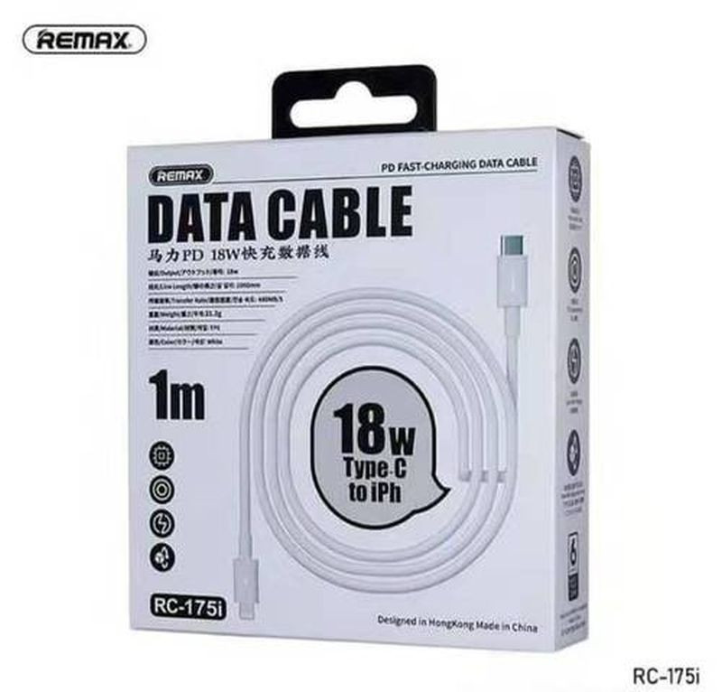 Kabl Type C na iPhone LIGHTNING, REMAX-RC-175I CHAINING SERIES 18W PD FAST-CHARGING DATA CABLE TYPE-C TO LIGHTNING (punjenje i prenos podataka)