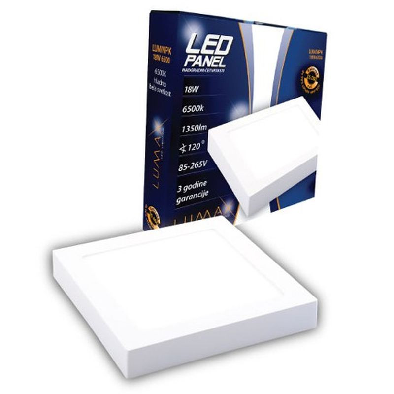 LED panel nadgradni ČETVRTASTI 18W LUMNPK-18W, 3000K ili 6500K