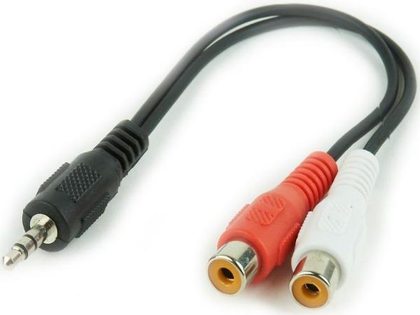 Audio kabl, splitter RJA 3,5mm muški na 2 x RCA ženski GEMBIRD CCA-406, dužina 20cm