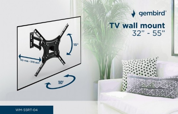 Nosač TV zglobni Gembird WM-55RT-04 rotate/tilt 32-55" VESA max.40x40cm, max 40kg