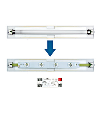 Set 4x1W ERT LED traka + NT24 + držač za retrofit
520lm, to change from 8W fluorescent tubes to LED