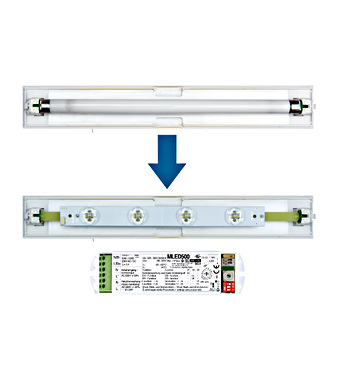Set 4x1W ERT LED traka + MLED400 + držač za retrofit
520lm, to change from 8W fluorescent tubes to LED