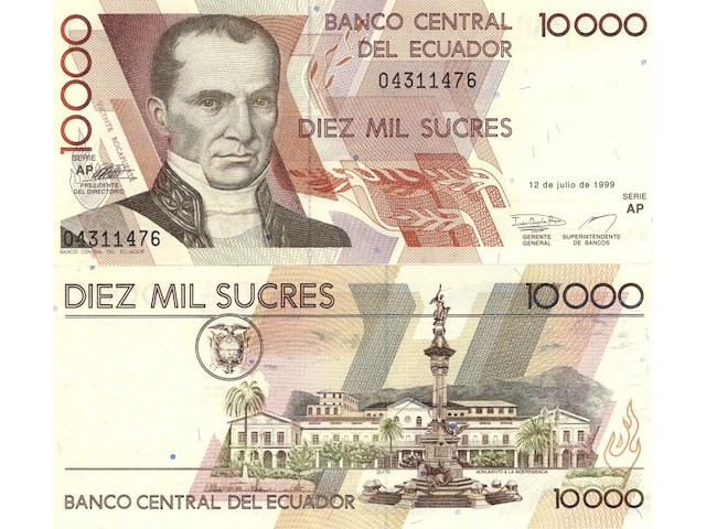 ECUADOR Ekvador 10000 Sucres 1999 UNC, P-127