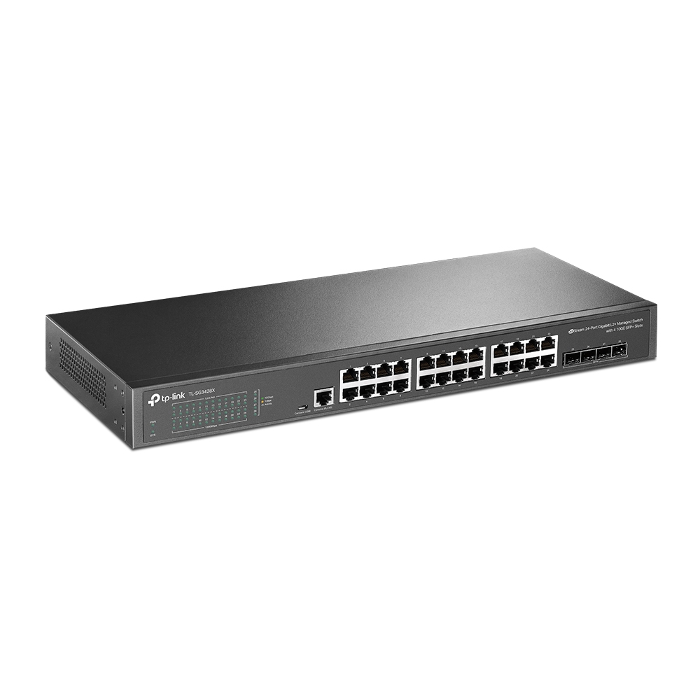 TP-Link TL-SG3428X Omada L3-lite upravljiv cloud svič 24 port 10/100/1000Mb/s + 4 x 10GbE SFP+, VLAN, SNMP, RMON, L2~L4 QoS, IGMP, ACL, port security, Zero-Touch Provisioning, Web / iOS / Android ...