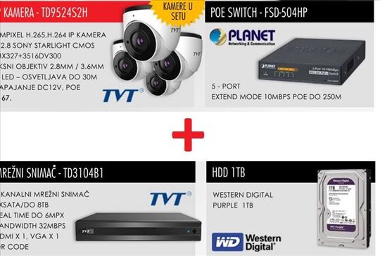 Video nadzor TVT IP set 2 megapiksela