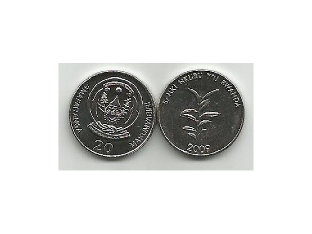 Rwanda 20 francs 2009. UNC