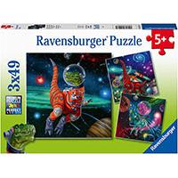 Puzzle 3u1 Dinosaurusi u svemiru 3x49 delova Ravensburger 05127