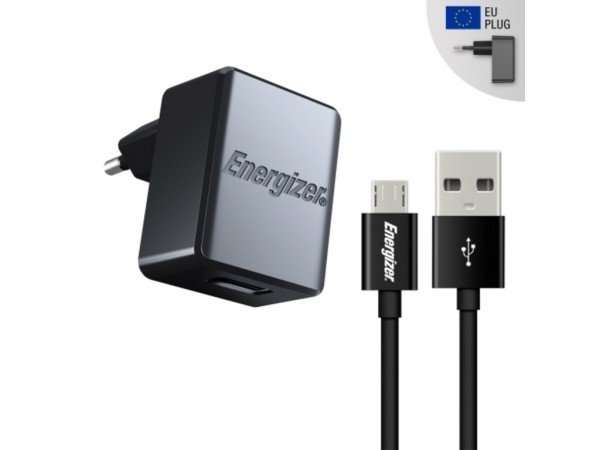 Energizer Max Wall Charger 1USB+MicroUSB Cable Black 1A' ( 'ACA1AEUCMC3' )