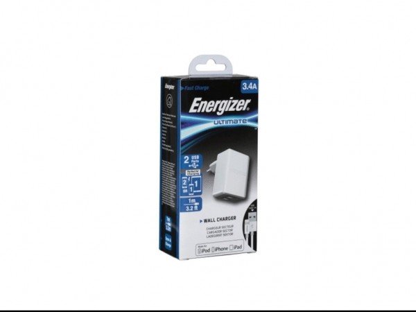 Energizer Ultimate Wall Charger 2USB+Lightning Cable White 3,4A' ( 'ACA2CEUULI3' )