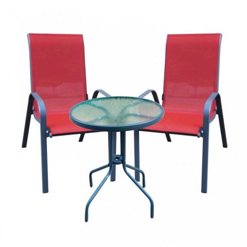 Baštenski set Sto i Dve crvene stolice