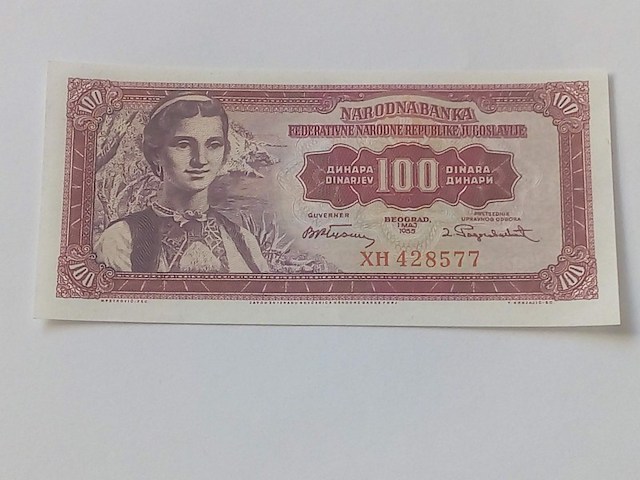 100 Dinara 1955.g - FNRJ - ODLIČNA -