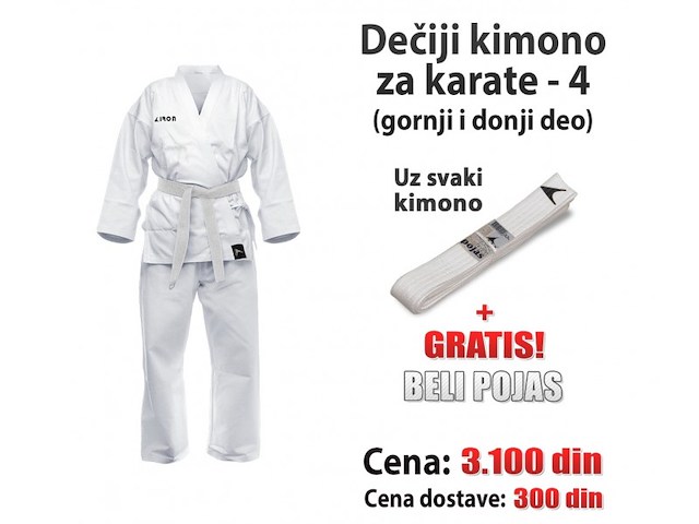 Kimona / kimono za karate dečiji br. 4 +beli pojas