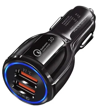 QUICK CHARGE 3.0 30W FAST AUTO-PUNJAČ DC-681 - 2 X USB - CRNI