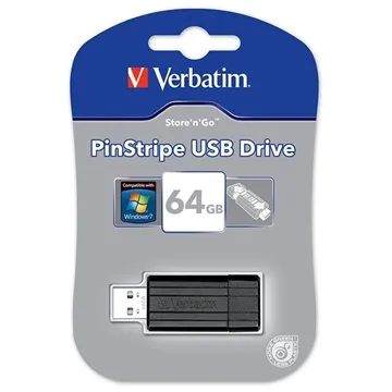 VERBATIM PINSTRIPE USB MEMORIJA - CRNA - 64GB