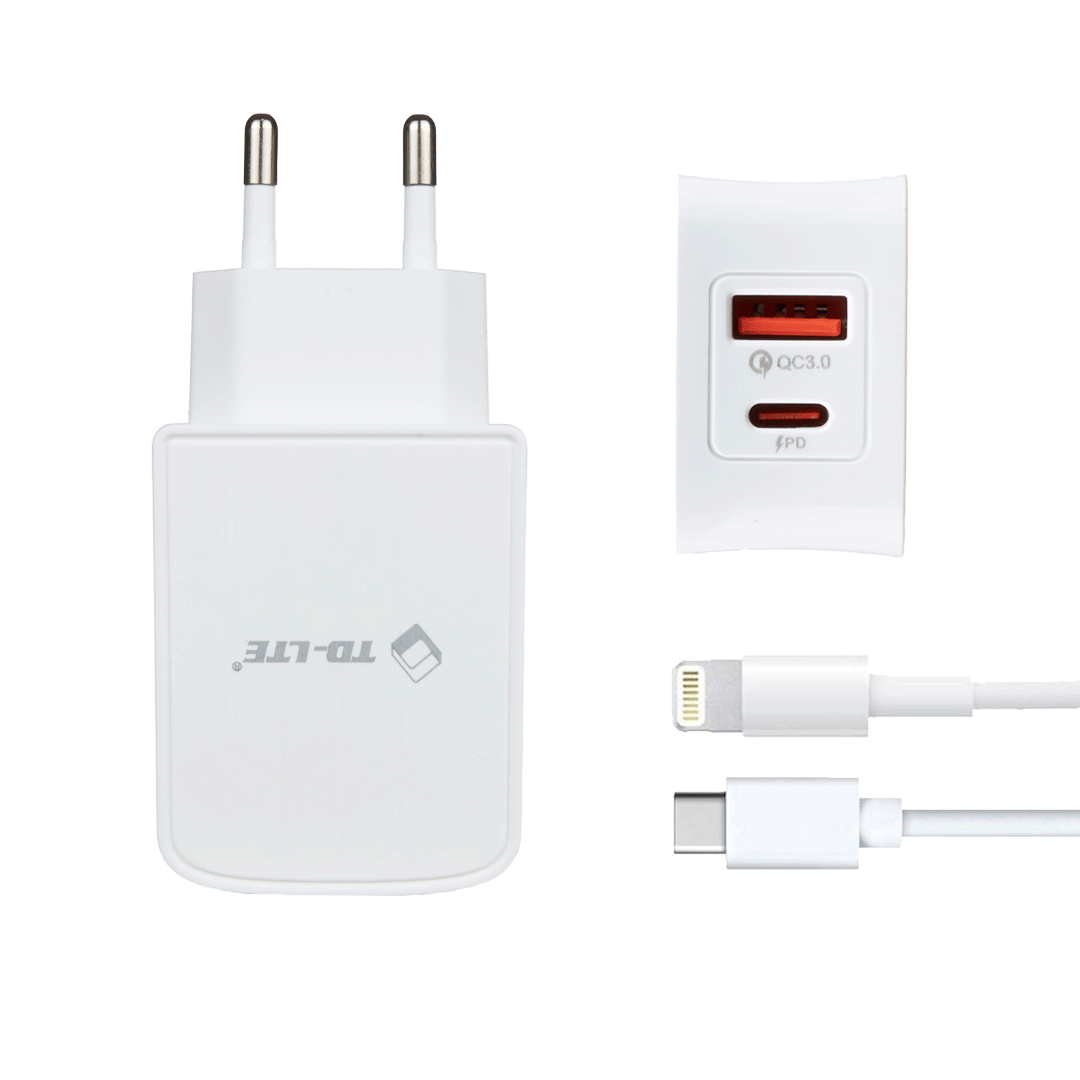 POWERFUL TD-LTE PD+USB Punjač PA130 QC 18W/3A + Type-c na iPhone USB cable