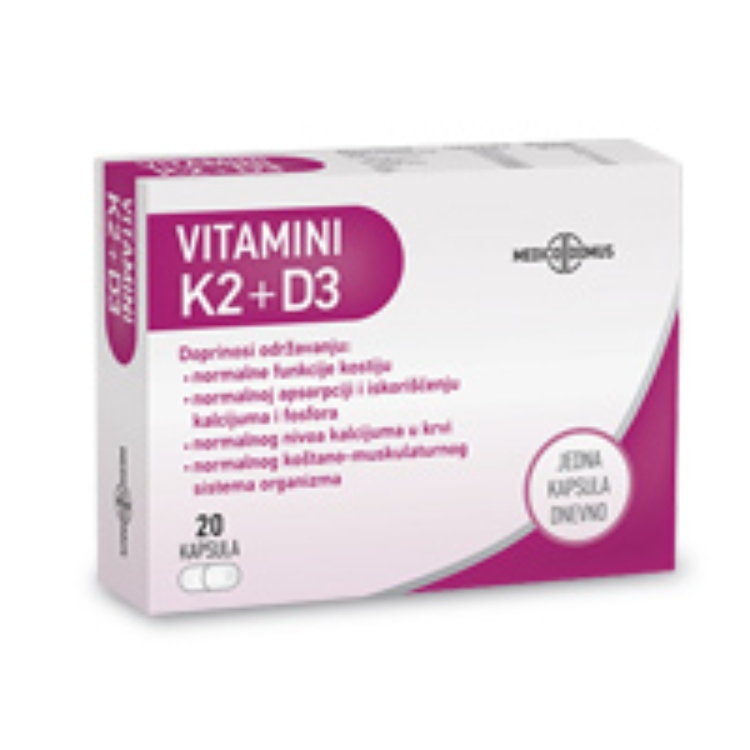 Vitamini K2+D3 20 kapsula