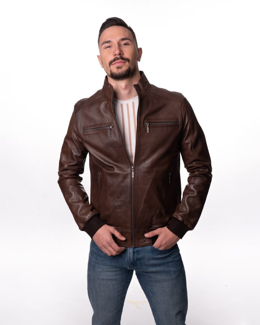 Muška kožna jakna – Ted – Braon