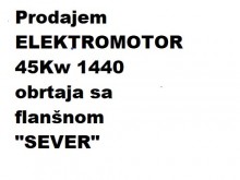 Prodajem elektromotor 45kw 1440 obrtaja sa flanšnom "sever"