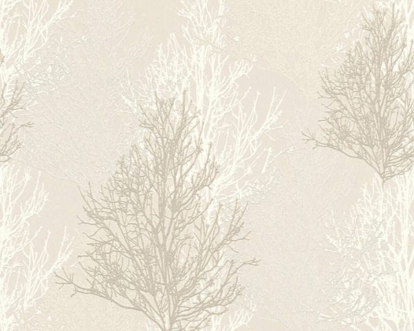 A.S. Création Wallpaper «Floral, Cream, Metallic, White» 348191