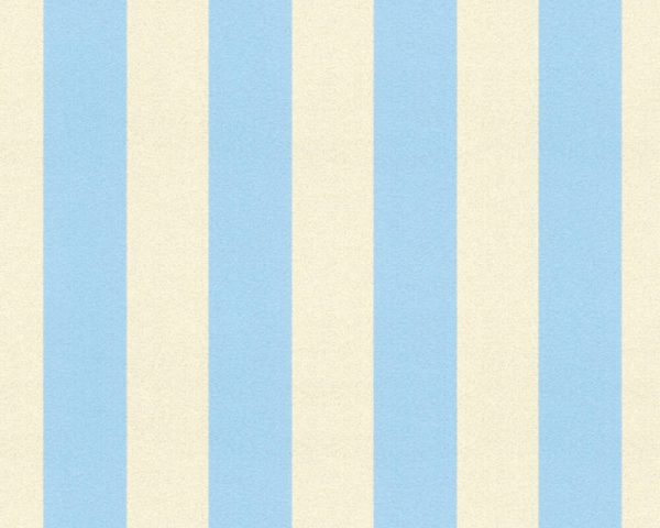 A.S. Création Wallpaper «Stripes, Blue, Cream, Metallic» 359901