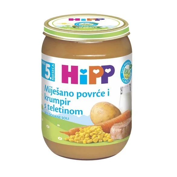 Hipp BIO kašica - Mešano povrće i krompir sa teletinom 190g