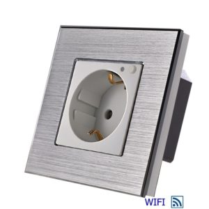 Wifi utičnica ugradna, aluminijumski panel srebrna 16A