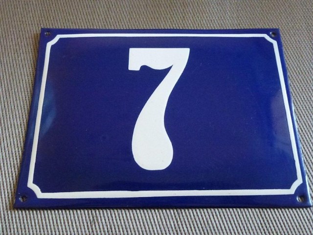Emajlirana tabla sa kućnim brojem 7 - nekorišćena