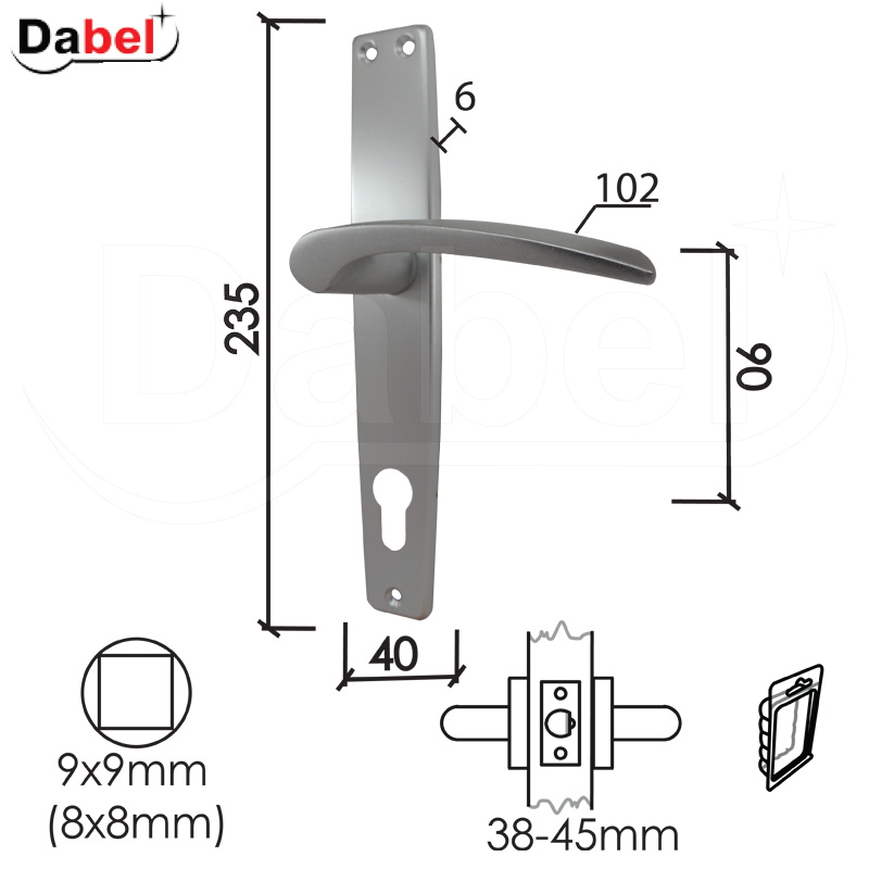 Kvaka šild za vrata NENA-S F1 8×8/90mm Cil DBP2
