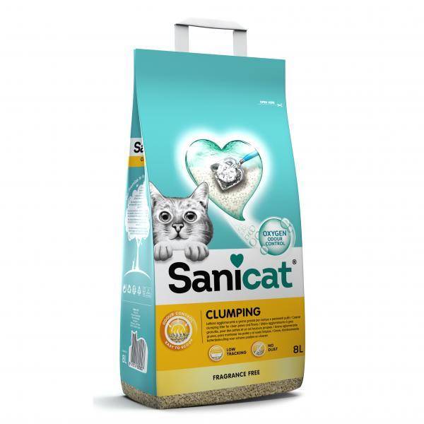 Sanicat Clumping Unscented, grudvajući posip napravljen od čiste bele bentonitske gline sa dodatkom sode bikarbone - 8l