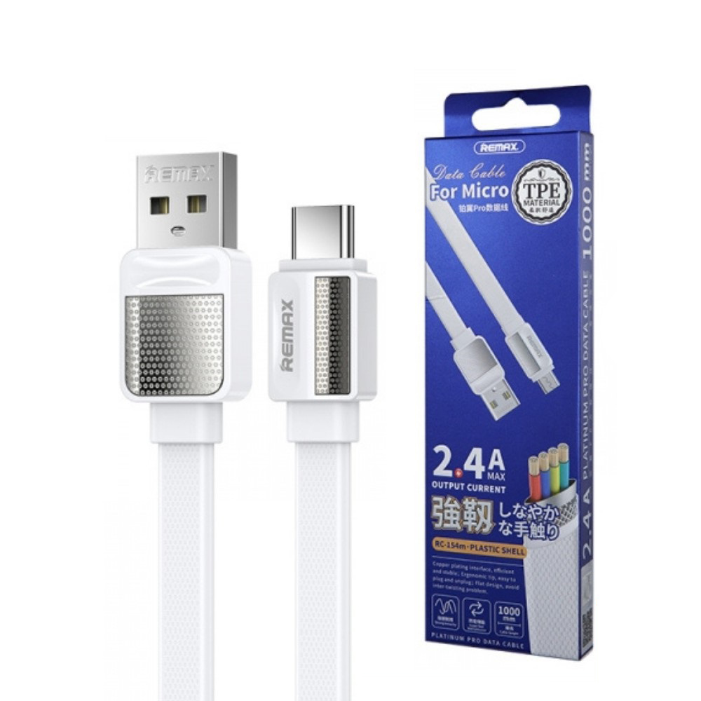 USB Data Cable REMAX RC-154m PLATINUM micro USB (2A) beli 1m