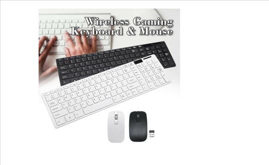 Bežična tastatura + miš (Crna i bela boja)