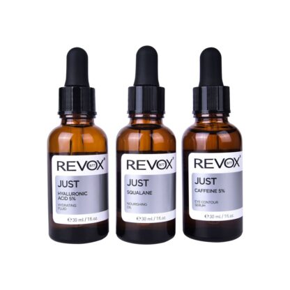 Set seruma za lice REVOX Just Caffeine 5%, Hyaluronic Acid 5% & Squalane 3x30ml