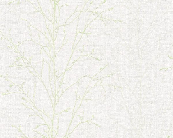 A.S. Création Wallpaper «Floral, Green, Grey, White» 359692