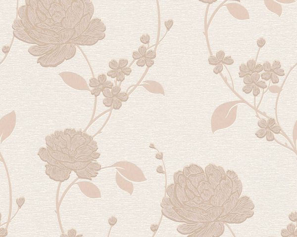 A.S. Création Wallpaper «Flowers, Beige, Brown, Metallic» 367014