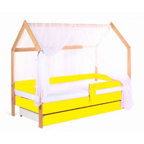 Krevet kućica sa fiokom i dušekom 160x80 Domek Žuti-Bukva