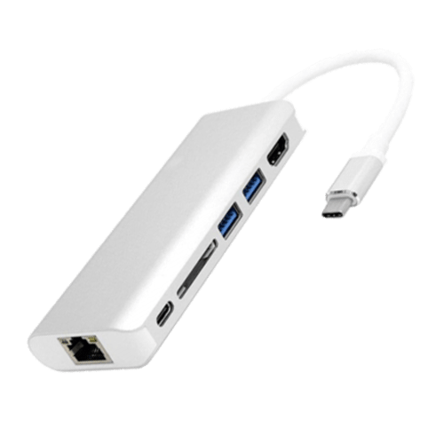 LINKOM Multiport hub 6 port - LINKOM496 2x USB-A 3.0, SD, USB-C, HDMI, LAN port, USB 3.0 - C, Bela