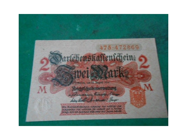 2 Mark 1914 Germany Empire Darlehenskassenschein